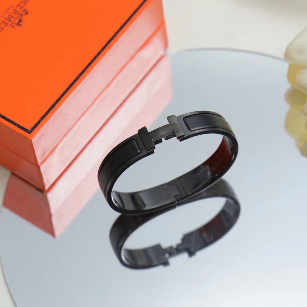 เฮอร์มีส แท้Hermes Clic HH so black Bracelet For Men สร้อยข้อมือกําไล ...