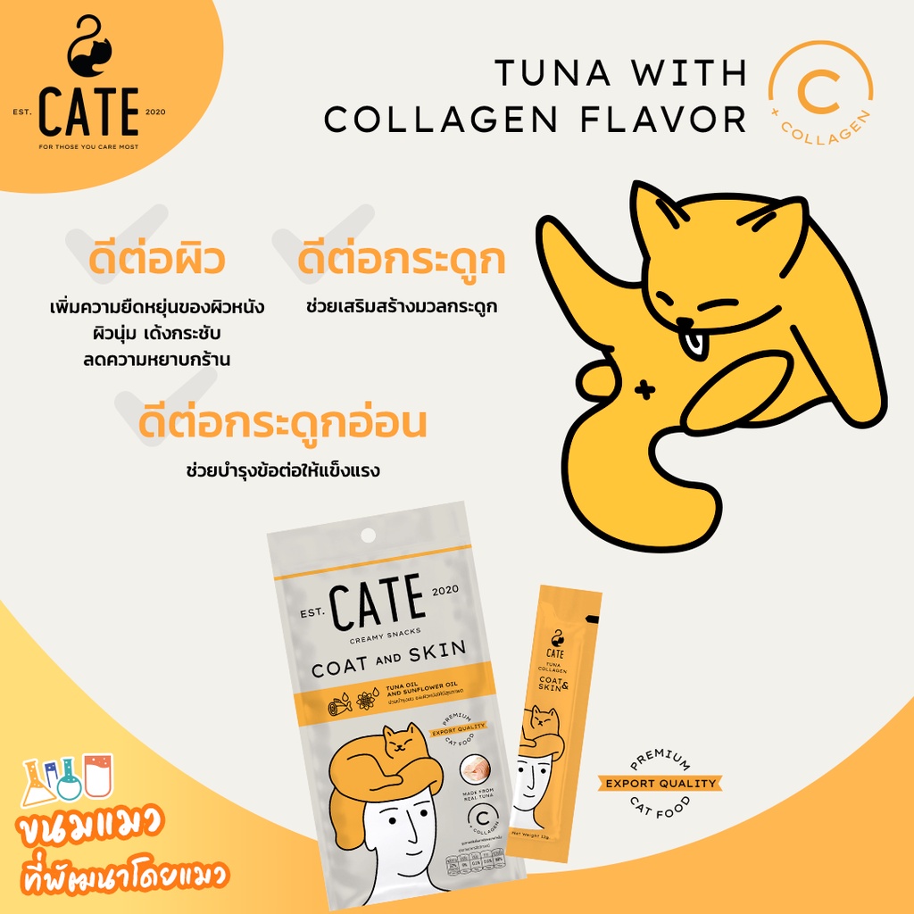 CATE เคท ขนมแมวเลียบำรุงสุขภาพคละสูตร Prebiotics Vitamin E and Lysine ...
