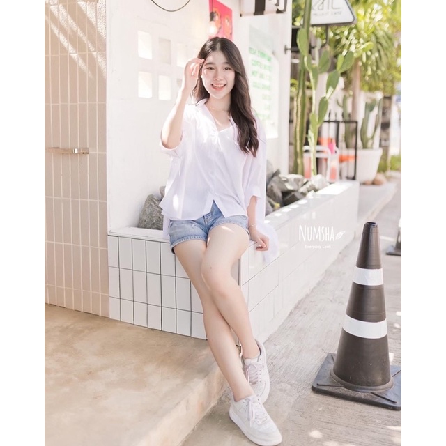 Numsha Brand เชิ้ตตัวใหญ่แขนย่น NB22058 - numsha_brand - ThaiPick