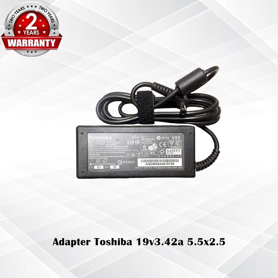 Adapter Toshiba 19v3.42a 5.5x2.5 อแดปเตอร์ โตชิบ้า 19v3.42a หัว5.5x2.5 แถมฟรีสายไฟ AC ประกัน 2 ...