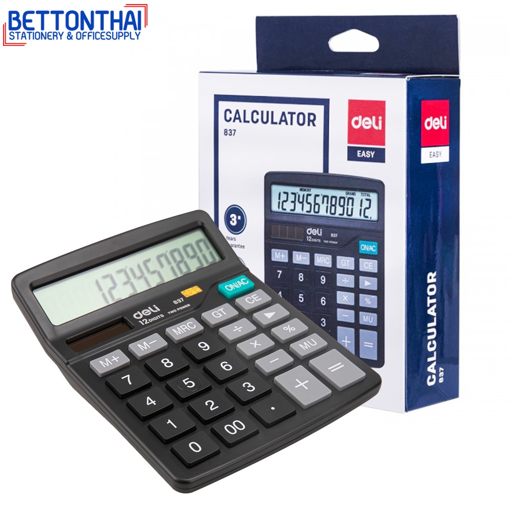 Deli 837 Calculator 12-digit เครื่องคิดเลขแบบตั้งโต๊ะ 12 หลัก ของแท้ ...