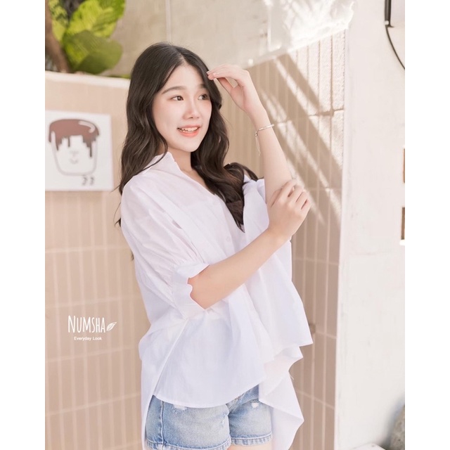 Numsha Brand เชิ้ตตัวใหญ่แขนย่น NB22058 - numsha_brand - ThaiPick