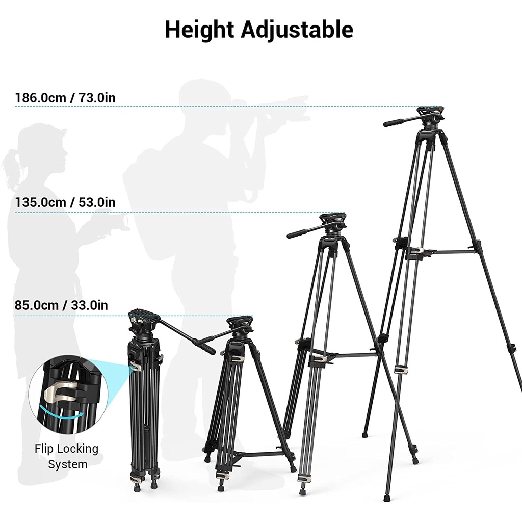 SmallRig AD-01 Video Tripod System 73 Heavy Duty Tripod with 360 Degree ...