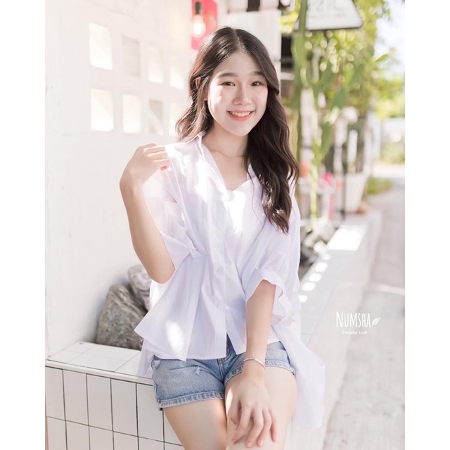 Numsha Brand เชิ้ตตัวใหญ่แขนย่น NB22058 - numsha_brand - ThaiPick