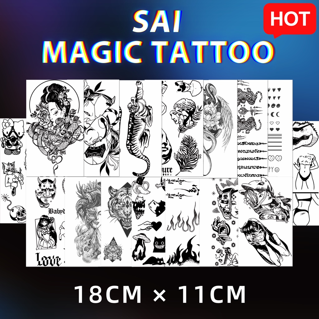 แทททู SAI MAGIC TATTOO 18CM11CM รอยสักอยู่ได้นาน 2 สัปดาห์ รอยสักมายากล ...