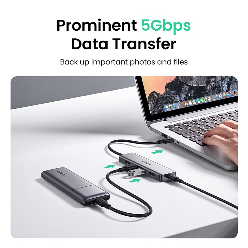 COD+1 M CableUGREEN 4-Port Multiple USB Splitter Ultra Slim High-Speed ...