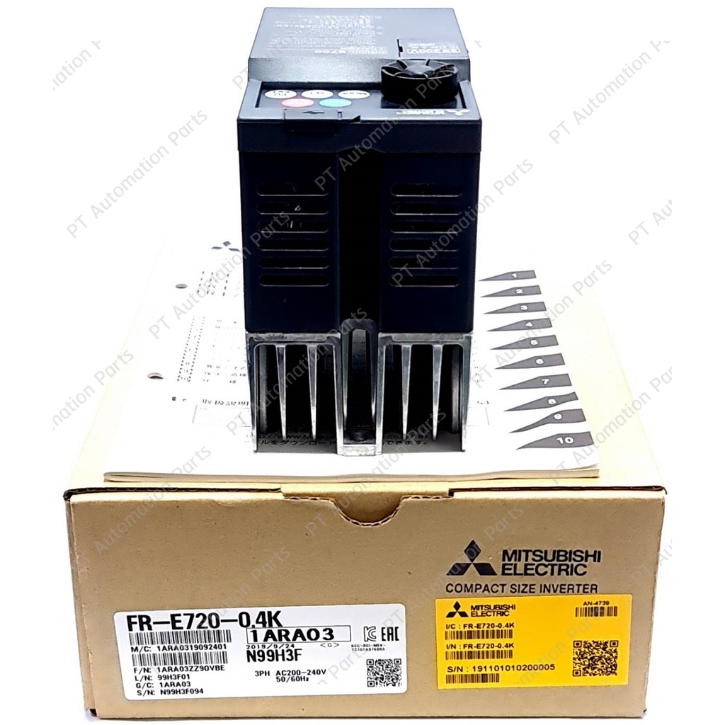 Mitsubishi FR-E720-0.4K Inverter 0.4KW 12HP Input 3 200-240VAC Output 3 200-240VAC 0.2-400Hz ...