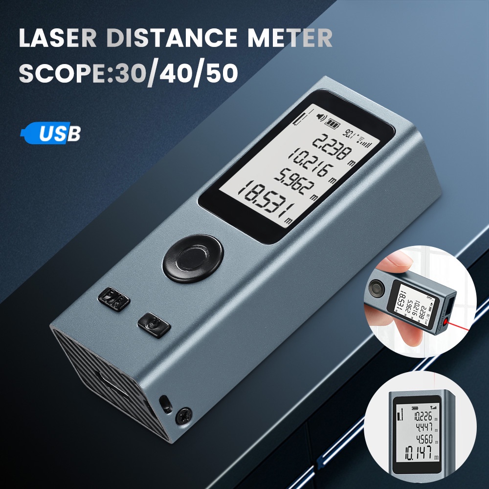 Mini USB Digital Laser Distance Meter 25M 30M 40M 50M Laser Rangefinder ...