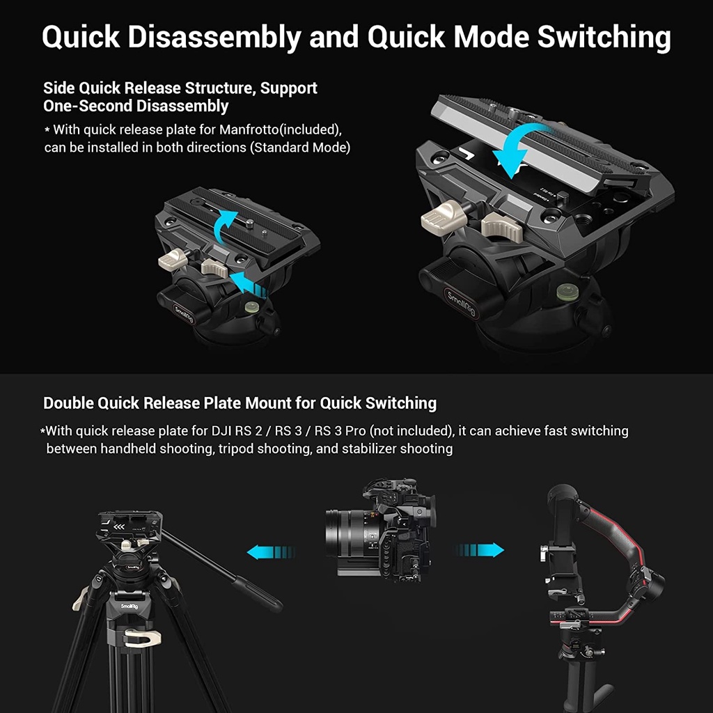 SmallRig AD-01 Video Tripod System 73 Heavy Duty Tripod with 360 Degree ...