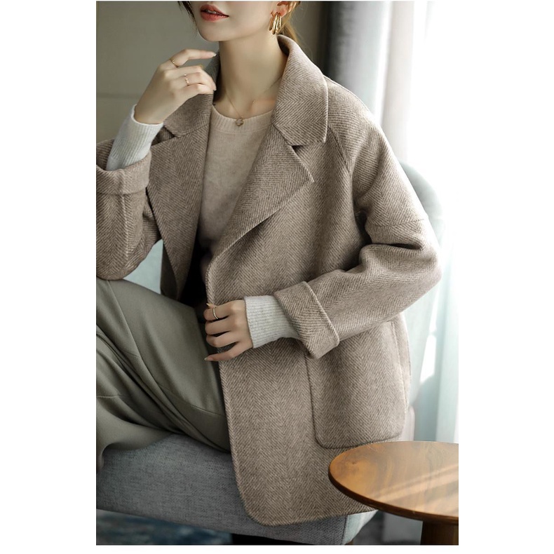 Korean tweed coat Women Clothes Retro long sleeve jacket tweed fabric ...