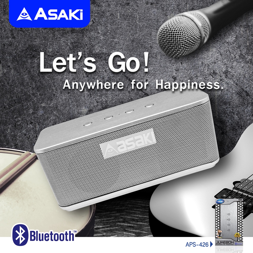 เหลือ 89 ส่งฟรีAsaki Bluetooth Speaker ลำโพงบลูทูธไร้สายพกพา เชื่อมต่อ ...