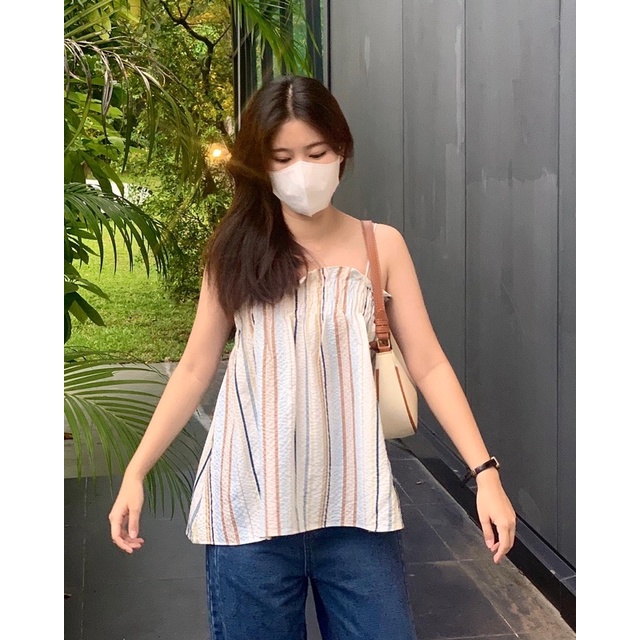 PAMSEP.TEMBER- เสื้อสายเดี่ยวตัวยาวสม็อคช่วงอก พร้อมส่ง2สี - pamsep.tember - ThaiPick