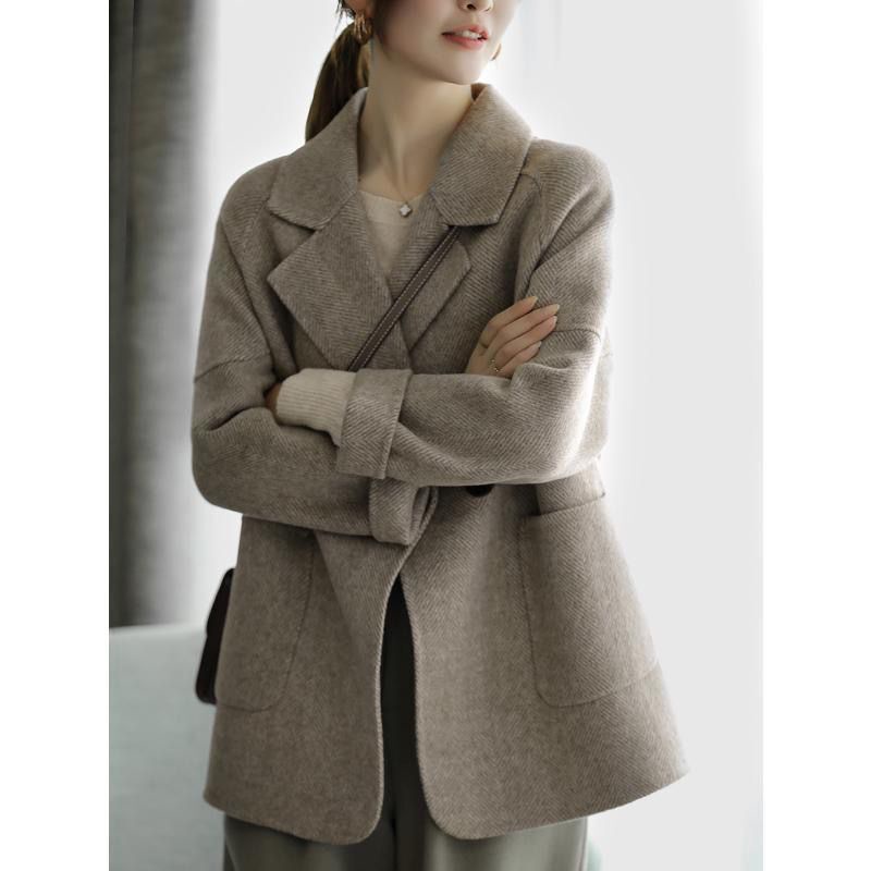 Korean tweed coat Women Clothes Retro long sleeve jacket tweed fabric ...