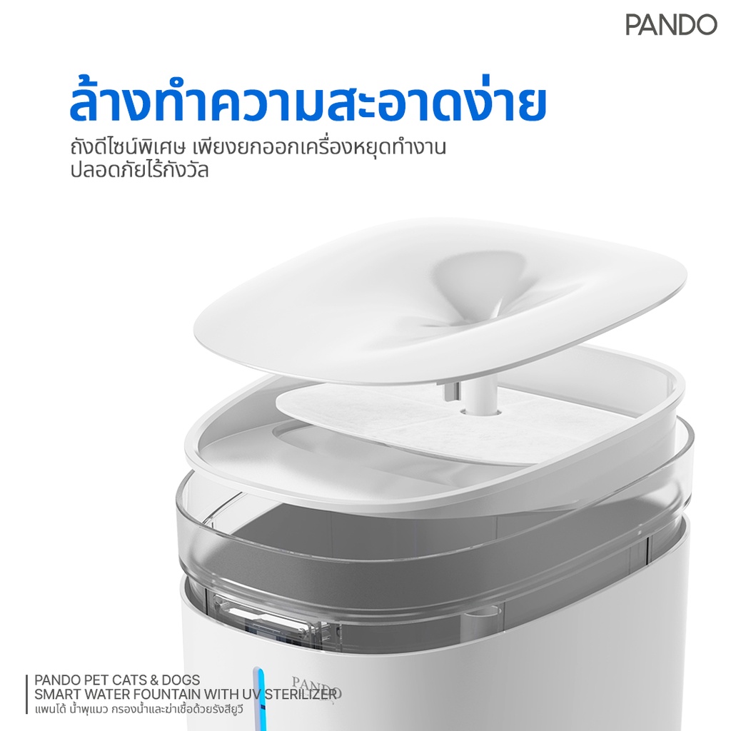 PANDO Pet Cats Dogs Smart Water Fountain with UV Sterilizer แพนโด้ ...
