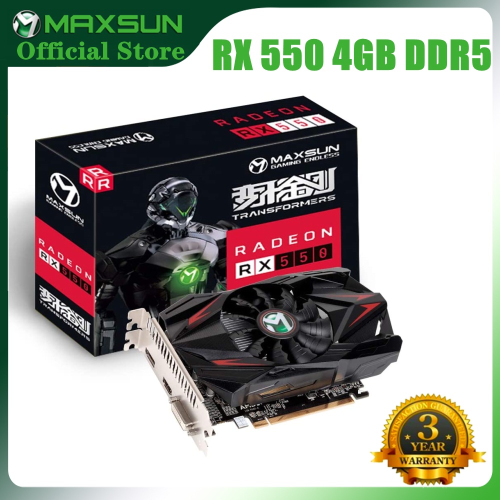 MAXSUN AMD GPU Radeon RX 550 Transformers 4G GDDR5 14nm คอมพิวเตอร์ PC Gaming วิดีโอ HDMI DP DVI ...