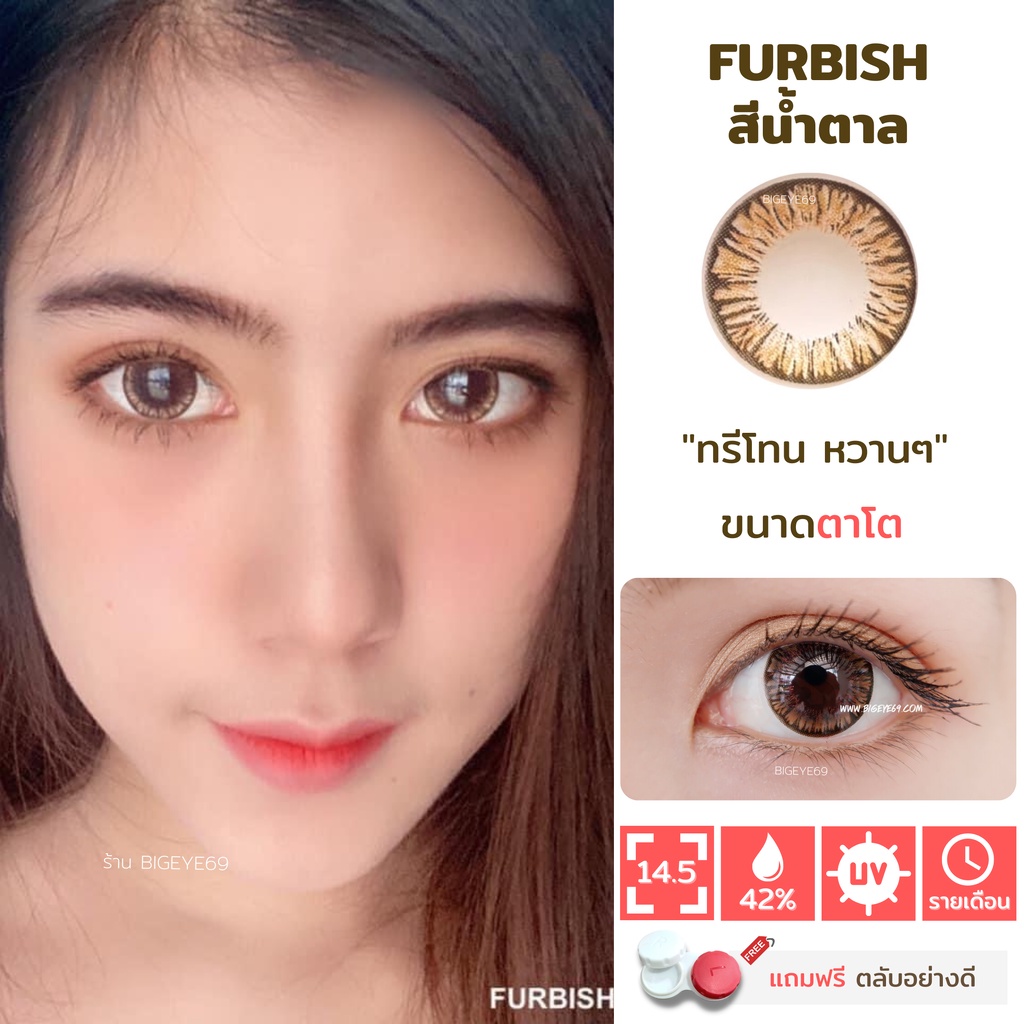 (ตาโต) Furbish Brown คอนแทคเลนส์ Wink - optixmoon - ThaiPick