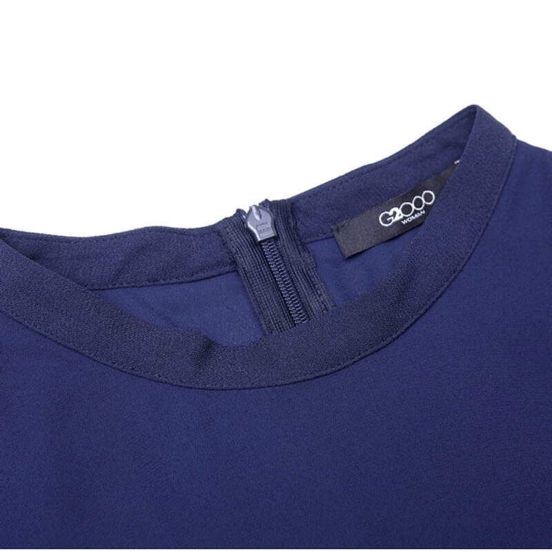 G2000 เดรสพลีทสีน้ำเงิน ชุดเดรสแขนสั้นทรงสุภาพ เดรสทำงานทรงเข้ารูป เดรสพลีท - spps_fashion ...