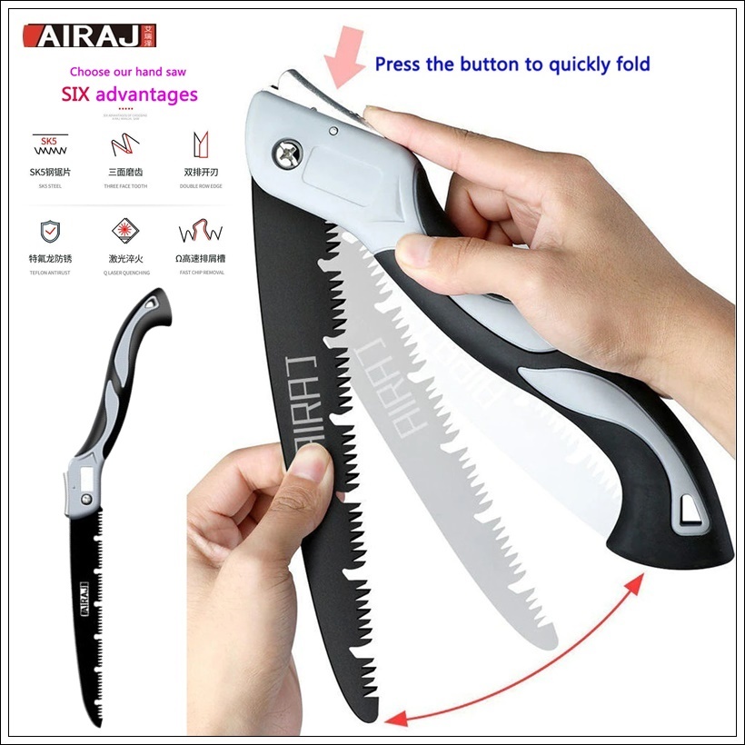 เลื่อยพับ AIRAJ ใบเลื่อย SK5 ยาว 25 cm เลื่อยตัดกิ่งไม้ เลื่อย แค้มป์ปิ้ง เลื่อยพกพา เลื่อยพับ ...