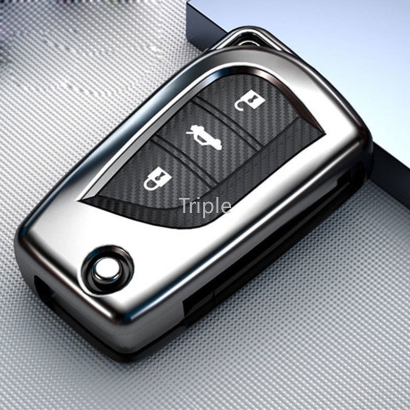 TPU Carbon Fir Remote Car Key Holder Full Cover Case For Toyota Rav4 ...