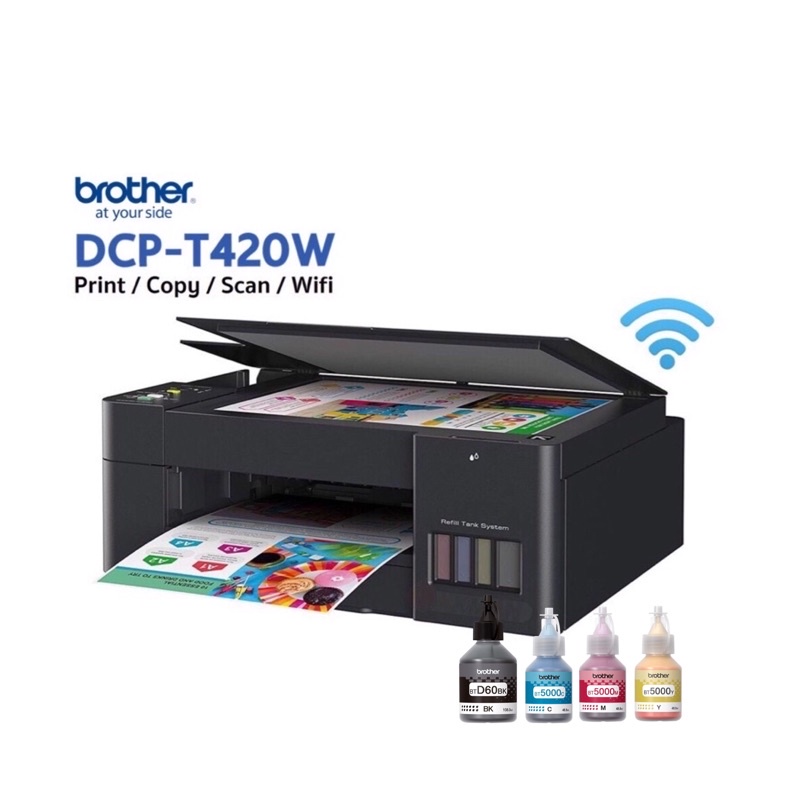 Printer Brother DCP-T420W Inktank Wifi พร้อมหมึกแท้ | Shopee Thailand