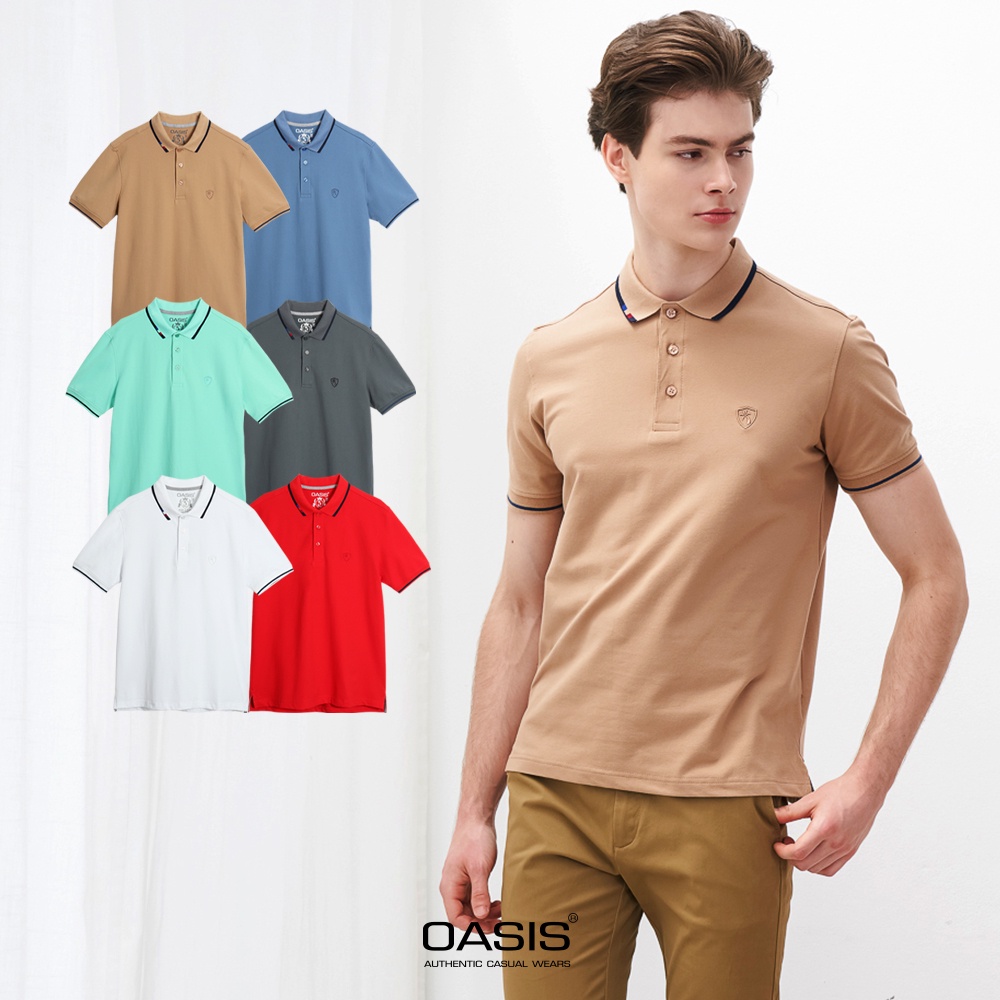 OASIS เสื้อโปโล ผู้ชาย แขนสั้น ผ้าคอตตอน สแปนเดกซ์ MPSV-1698 - oasis ...