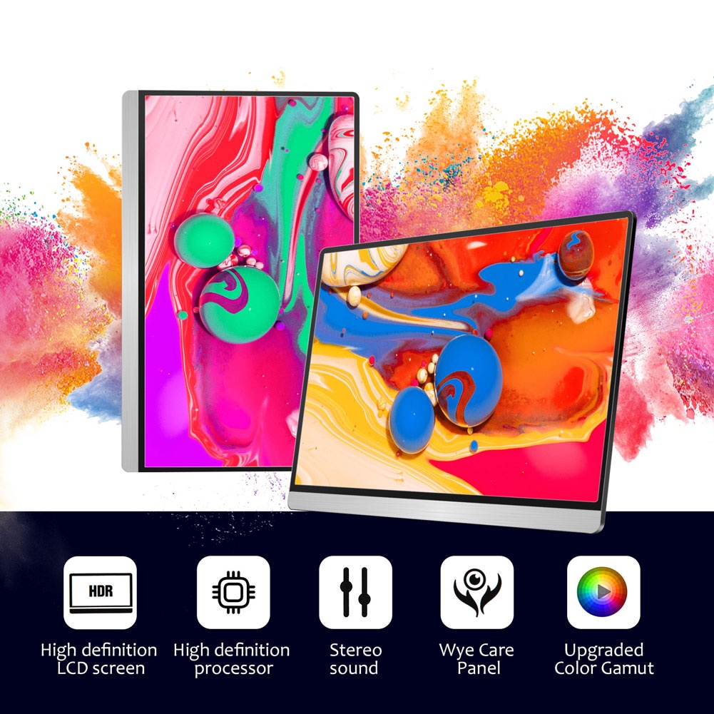 Ortable Monitor 16.1 Full HD IS Screen Comuter Dislay Builtin Holder ...