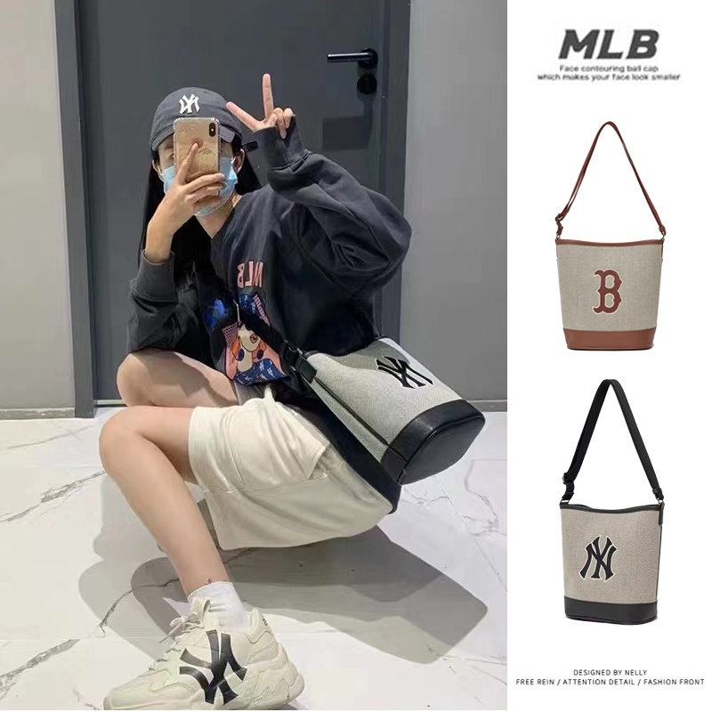 จัดส่งที่รวดเร็ว 2022 new mlb bucket bag NY canvas handbag shoulder ...