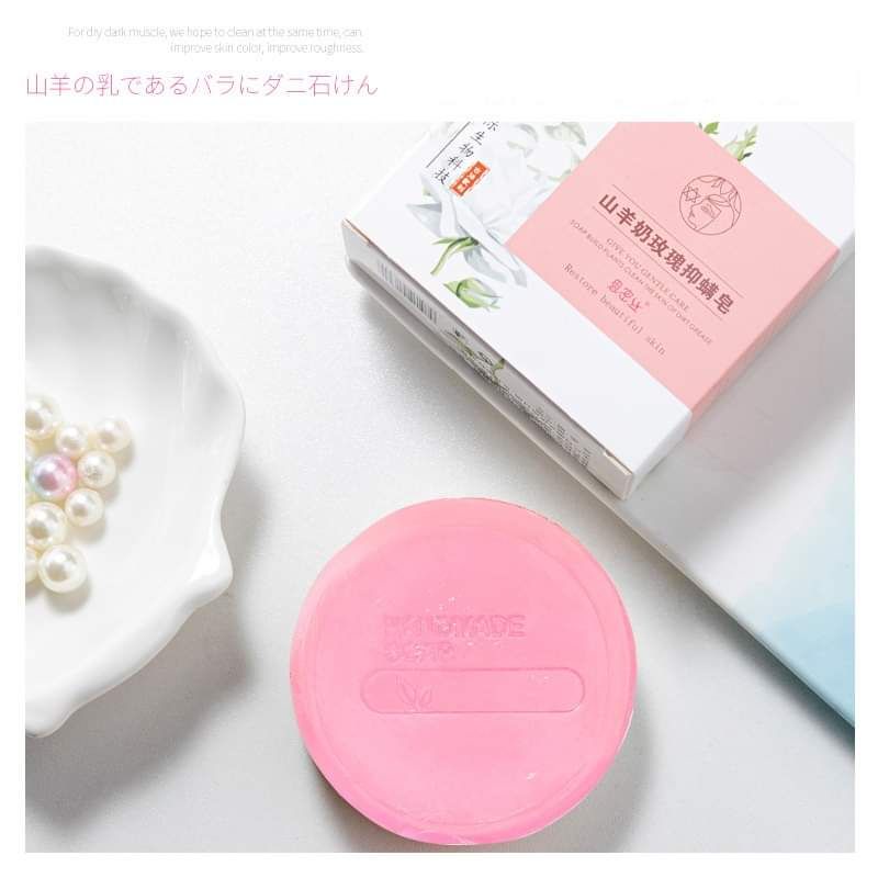 แถมฟรี ถุงตีฟอง SIMISI สบู่ดอกกุหลาบ ผสมนมแพะ Goat Milk Rose Anti Mite ...