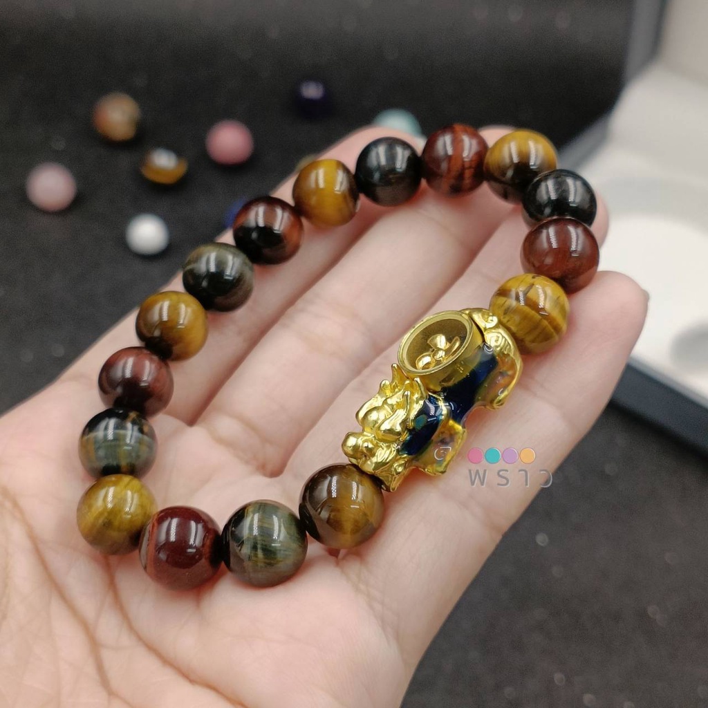 (พราว) ปี่เซียะเปลี่ยนสีหลังกังหัน หินสามทหารเสือ (Multi Tigers Eye ...