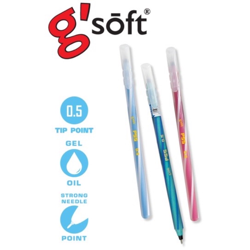 G soft P55 ปากกาลูกลื่น 1 ด้าม แบบปลอก 0.5 มม. หมึกน้ำเงิน คละสีด้าม ...