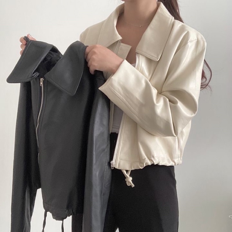 cpjgirlxx | Luna Zipper pu-leather Jacket - FW22 เสื้อแจ็คเก็ตซิป หนัง ...
