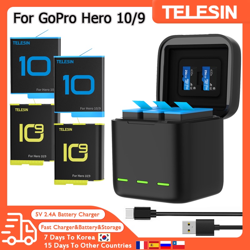 Gopro 10 9 Battery Charger 3 Way Smart Charging Case Rechargeable ...