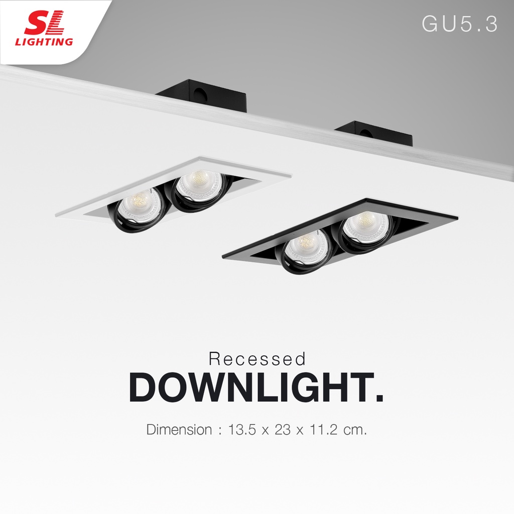 SL LIGHTING Recessed Downlight โคมไฟดาวน์ไลท์ แบบฝังฝ้าทรงสี่เหลี่ยม 2 ...
