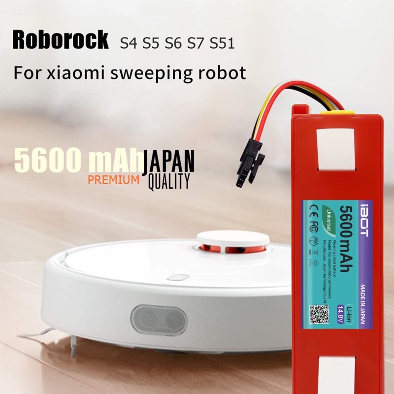 Battery แบตเตอรี่หุ่นยนต์ดูดฝุ่น Xiaomi Roborock S4 S5 S6 S7 S51 E4 Robot Vacuum Battery Li-ion ...