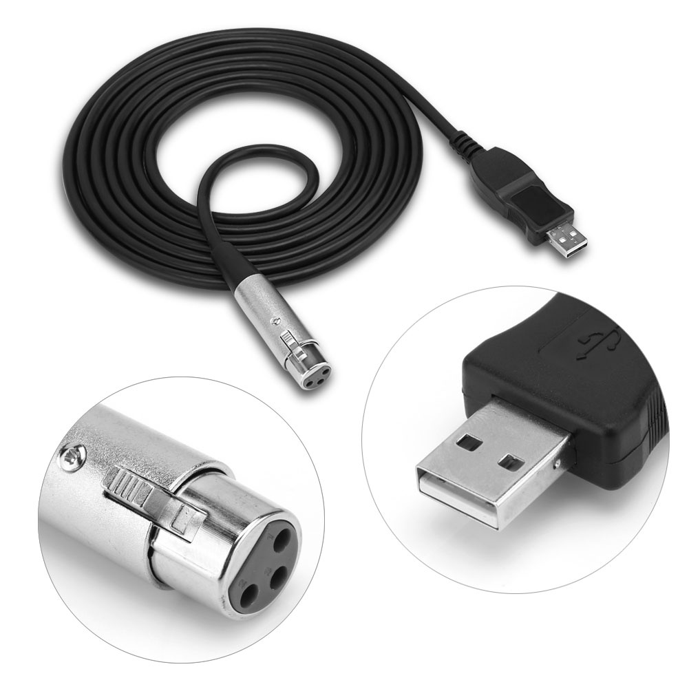 USB Male to XLR Female Microphone Mic Studio Audio Link Cable Adapter ...