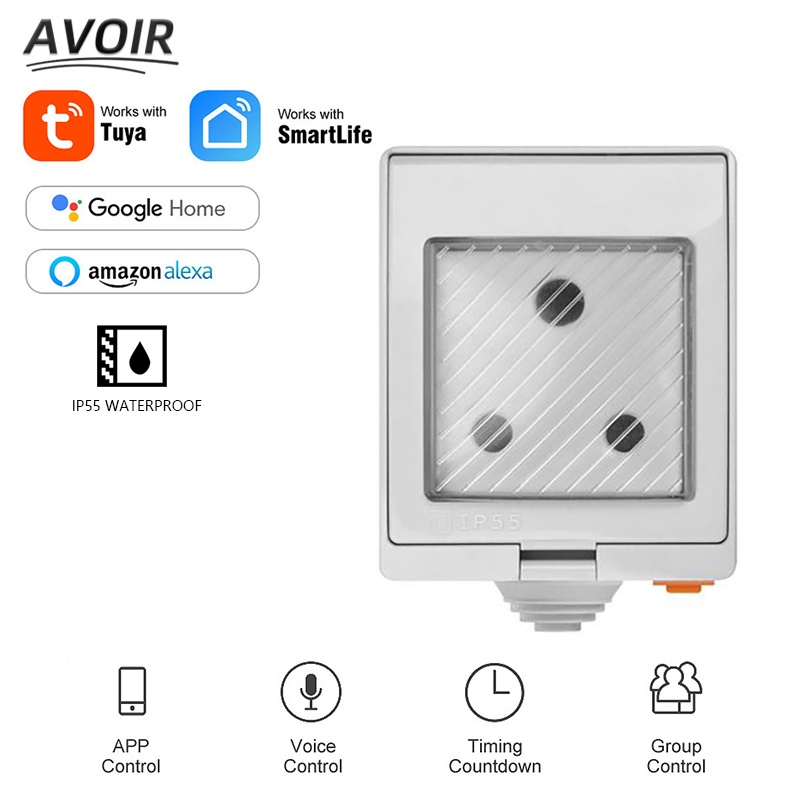 Avoir Tuya Smart Socket IP55 Waterproof Weatherproof Outdoor Power ...
