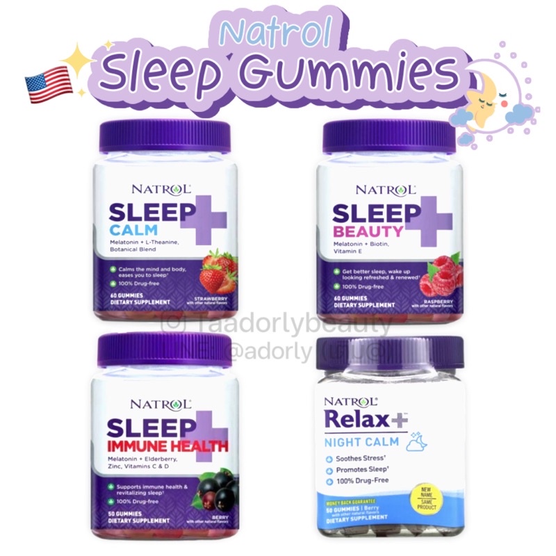 (พร้อมส่ง)สูตรใหม่ Natrol Melatonin gummies Sleep Beauty calm Relaxia ...