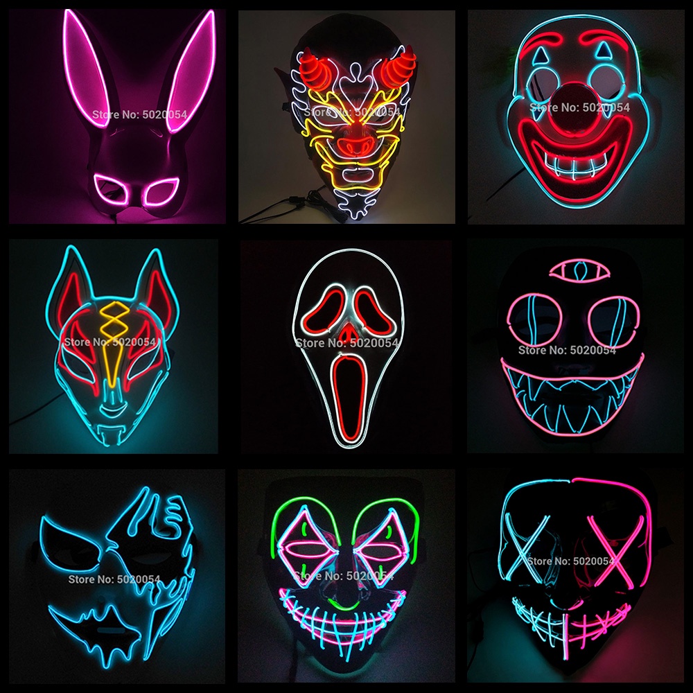 Hot Sales Led Mask Glowing Halloween Party Mask Rave Mask Carnival ...