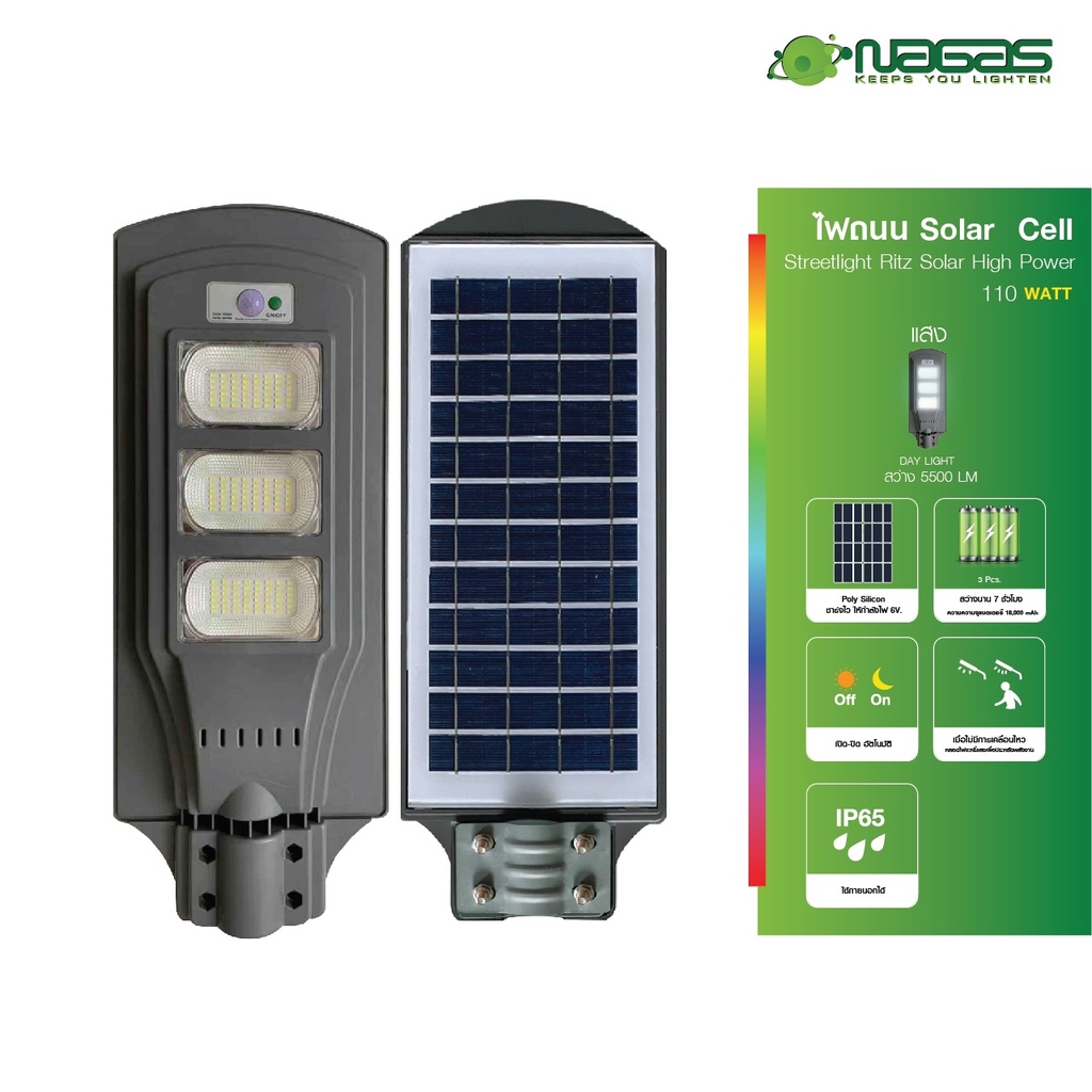 Nagas ไฟถนน LED รุ่น นวัตกรรม StreetLight Ritz Solar High Power 110 ...