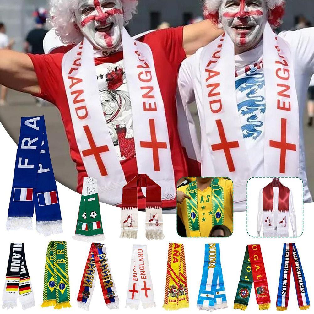 Daron ผ้าพันคอ ลายทีมชาติฟุตบอลโลก Qatar ประดับพู่ เหมาะกับของขวัญ ...
