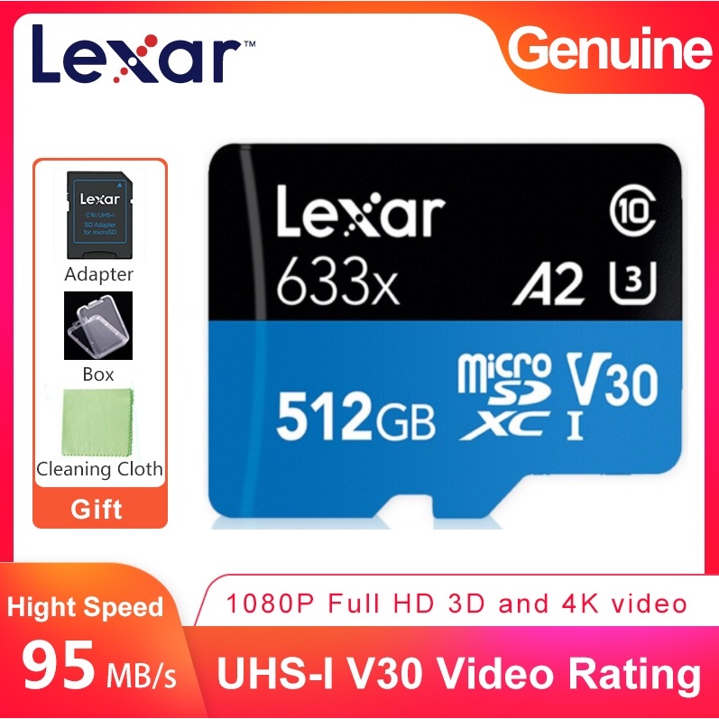 Lexar การ์ดหน่วยความจํา MicroSD 128GB 256GB 32GB 64GB 512G 633x TF ความ ...