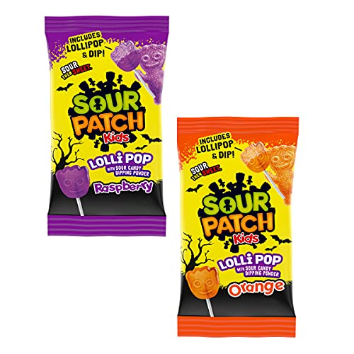 Sour Patch Kids Orange & Purple Halloween Lollipops with Sour Candy ...
