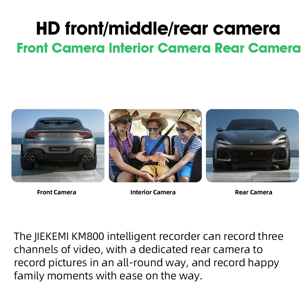 Jiekemi KM800 กล้องติดรถยนต์อัฉริยะ Dash Cam 4K HD Night View Front Interior Cam Dash Cam 140 ...