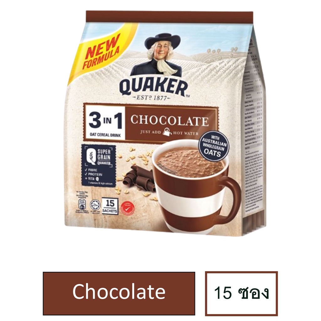 Quaker 3in1 instant Oats cereal drink chocolate เควกเกอร์ เครื่องดื่ม ...