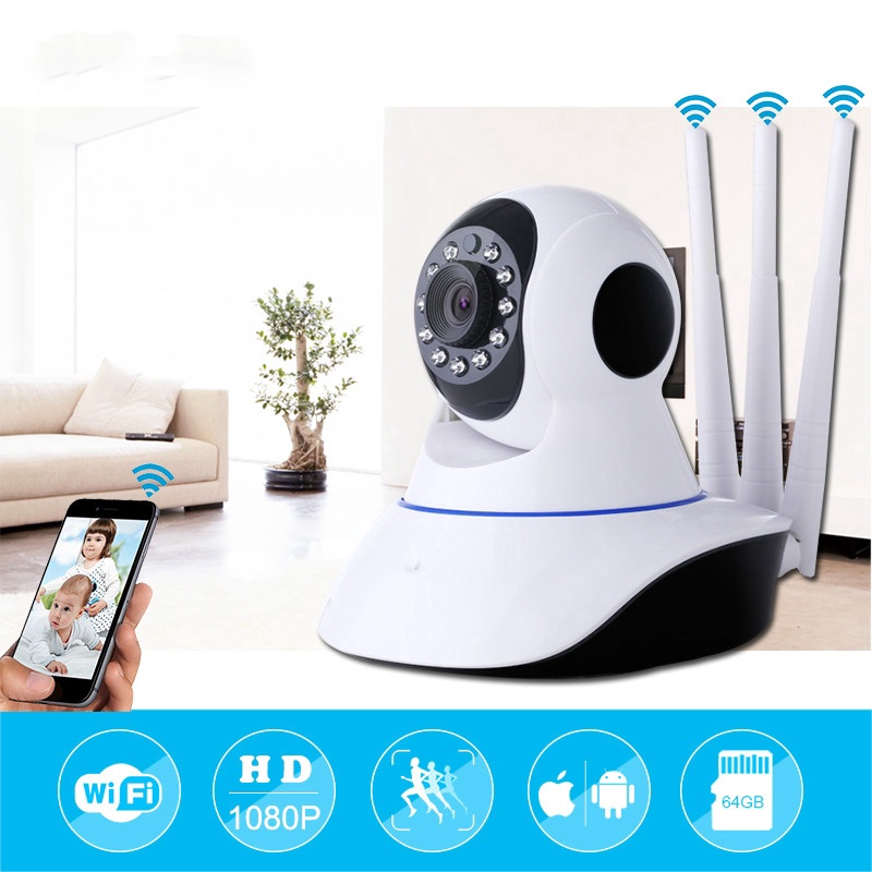 Three Antennas HD 1080P Video Surveillance IP Camera mini WIFI CCTV ...