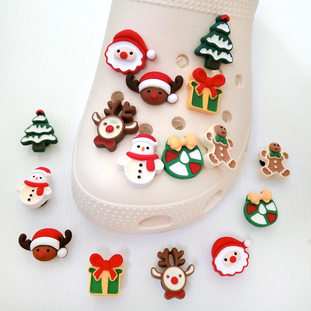 CROCS 【Cute Deco】กระดุมเรซิ่น รูปซานตาคลอส กวางเอลก์ สโนว์แมนน่ารัก (8 ...