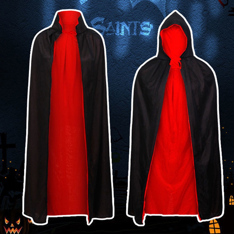 Vampire Cloak Cape Stand-up Collar Cap Reversible for Halloween Cosplay ...