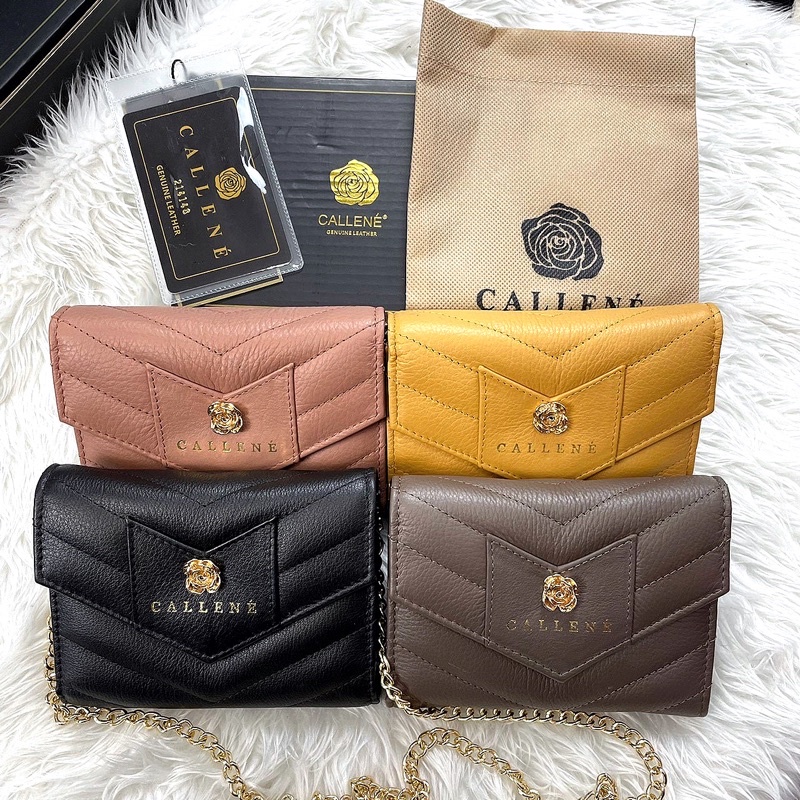 Callenecg86กระเป๋าสตางค์สะพายได้หนังวัวแท้เกรดPremium รุ่นMini envelope ...