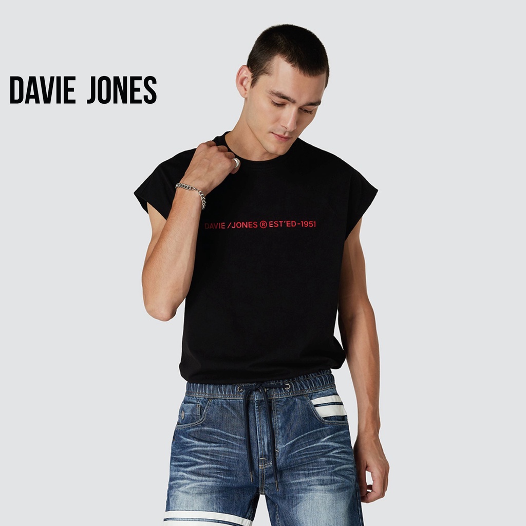 DAVIE JONES เสื้อยืดโอเวอร์ไซส์ พิมพ์ลาย สีดำ Graphic Print Oversized T ...