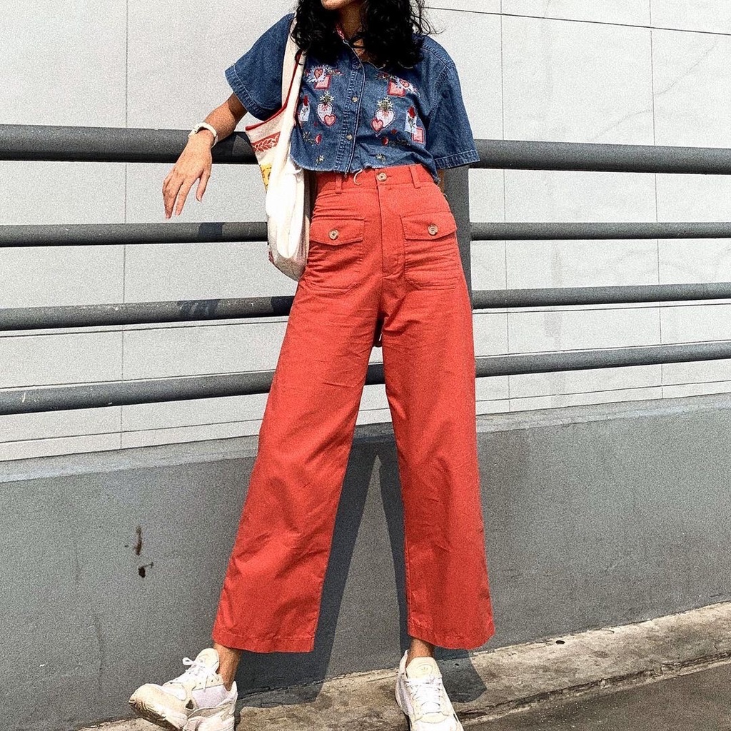 Lichi Lively Pants สินค้าพร้อมส่ง กางเกงเอวสูงขากระบอก แพทเทิร์นทรงสวย ...